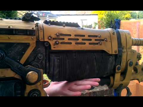 Gears of War 3 Full Size Gold Retro Lancer Prop Replica - YouTube