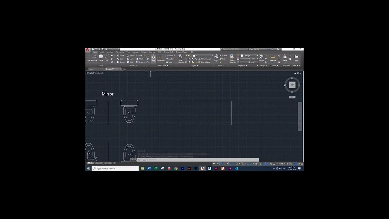 Mirror, Stretch, command of AutoCAD -- AutoCAD 2018 tutorial for beginners in hindi -- - YouTube