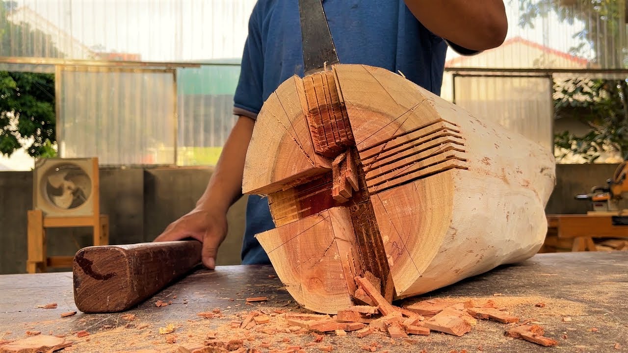 Young Crafts Carpenter Builds A Round Wooden Coffee Table for the ...