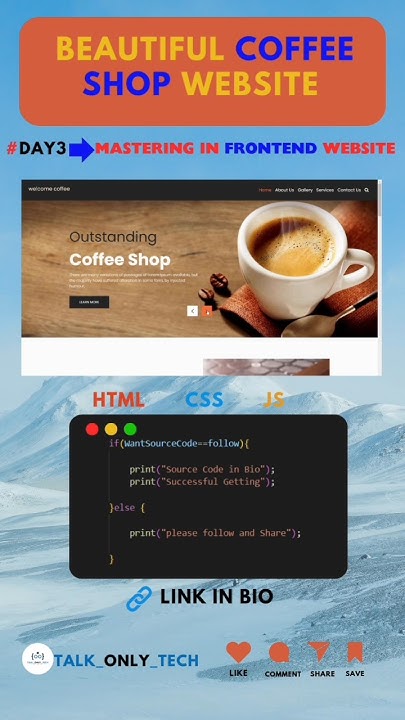 Beautiful Coffee Shop frontend website | HTML, CSS & JS | #project #viral |Source code in bio ...