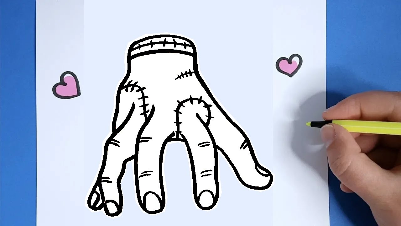 How to Draw Thing | Netflix Wednesday - How to draw a Hand step by step ...