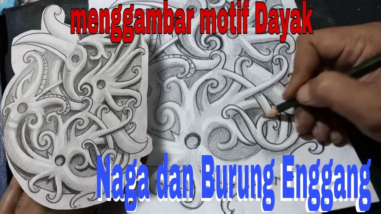 menggambar motif Dayak Naga dan burung enggang #enggang #motifdayak # ...
