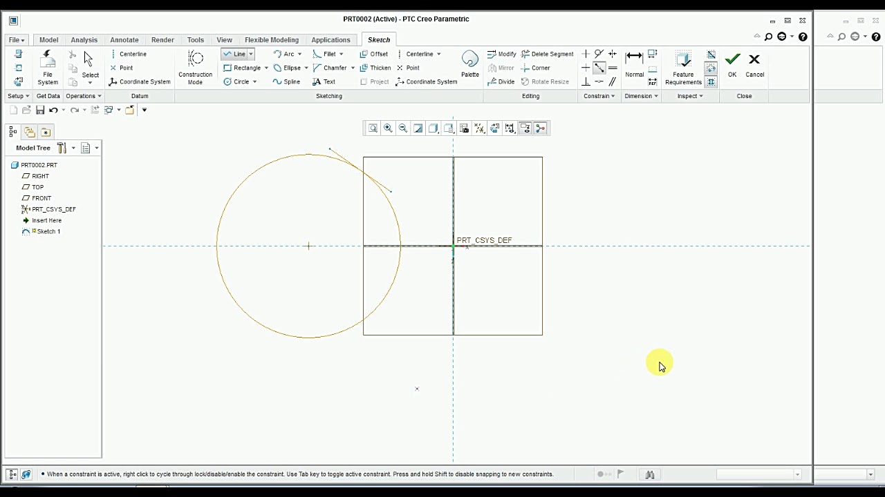 Creo - Tangent, mid point and coincident constraint - YouTube