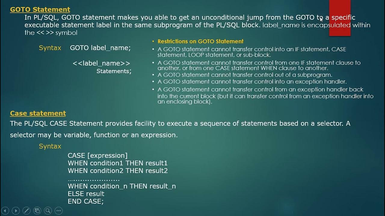 Constrol statements loop exit goto case in oracle pl/sql - YouTube