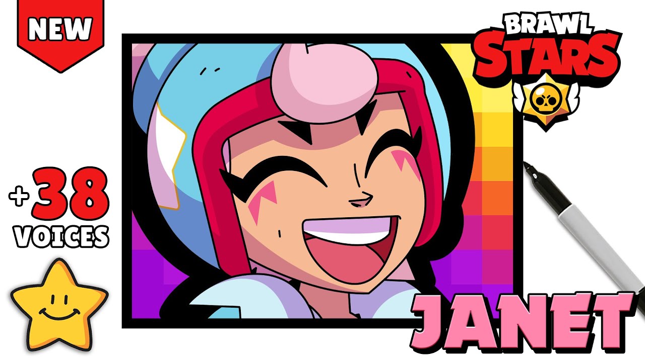 How To Draw JANET 🚀 | Icon | Brawl Stars | New Brawler | Voice Lines ...