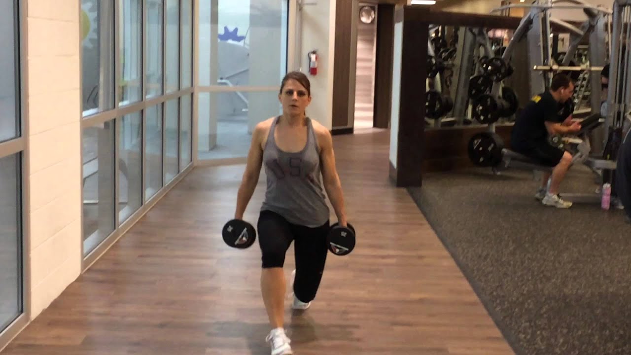 Dumbbell Walking Lunges - YouTube
