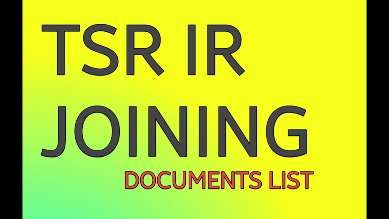 TSR IR JOINING RELATED NOTICE || TSR offer letter || tsr ir joining ...