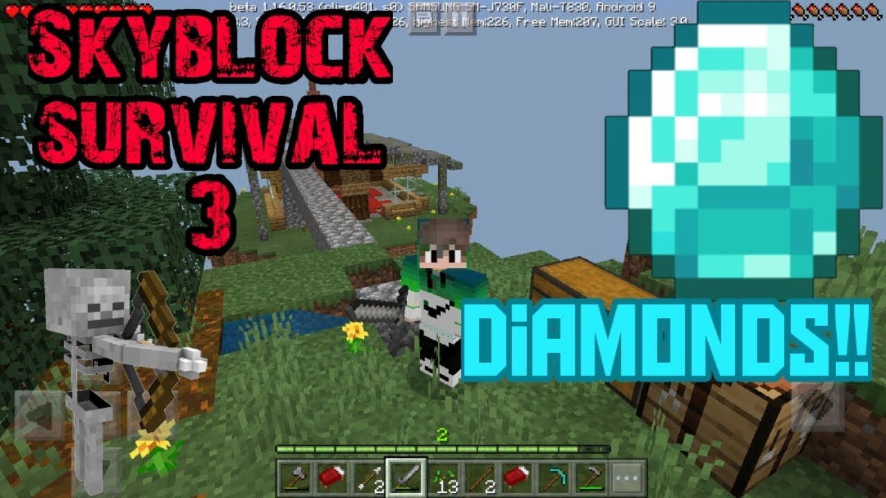 I Got Diamonds In Minecraft Skyblock || MCPE Skyblock Survival EP 3 ...