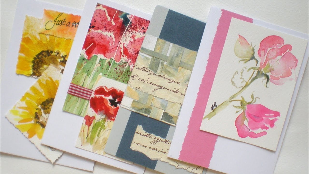Up-cycle your watercolour paintings to make greeting cards. - YouTube