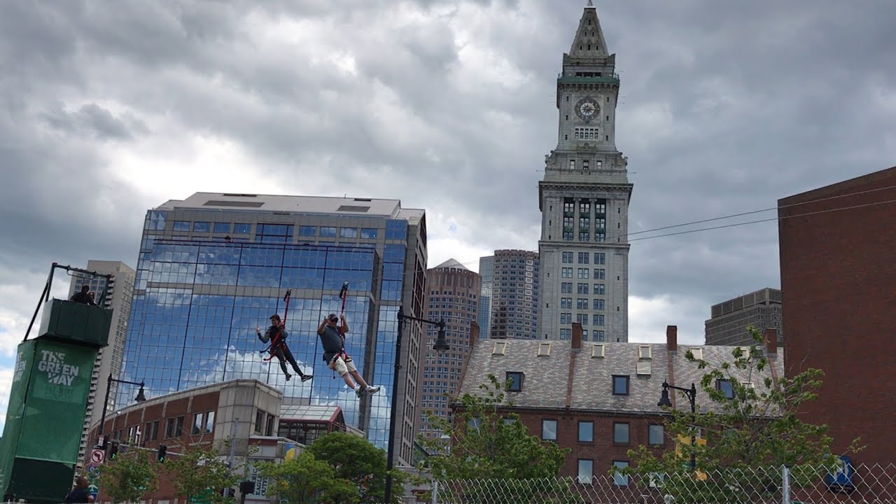 Boston's Greenway Zip Line- D Tours #60 6/2/17 - YouTube