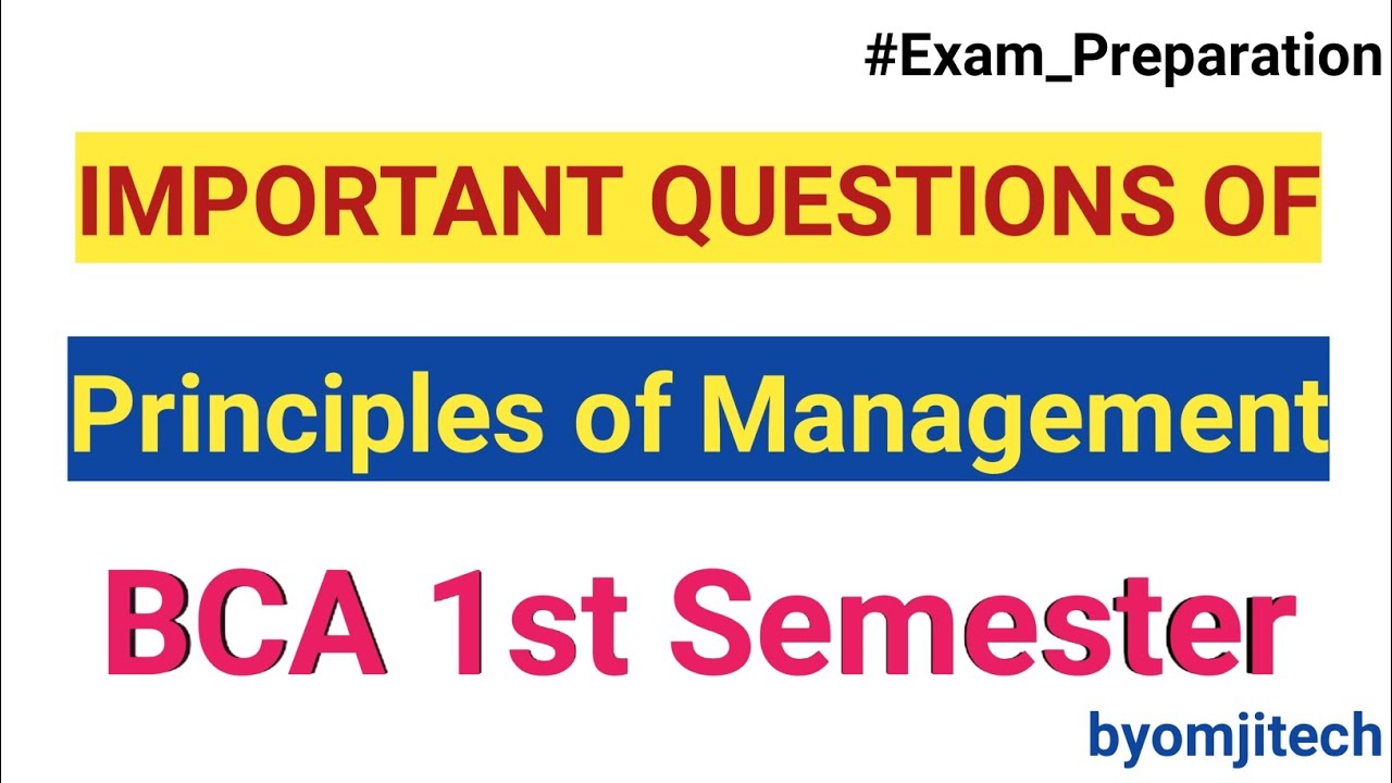 Principles of Management Important questions | 20 Most expected ...
