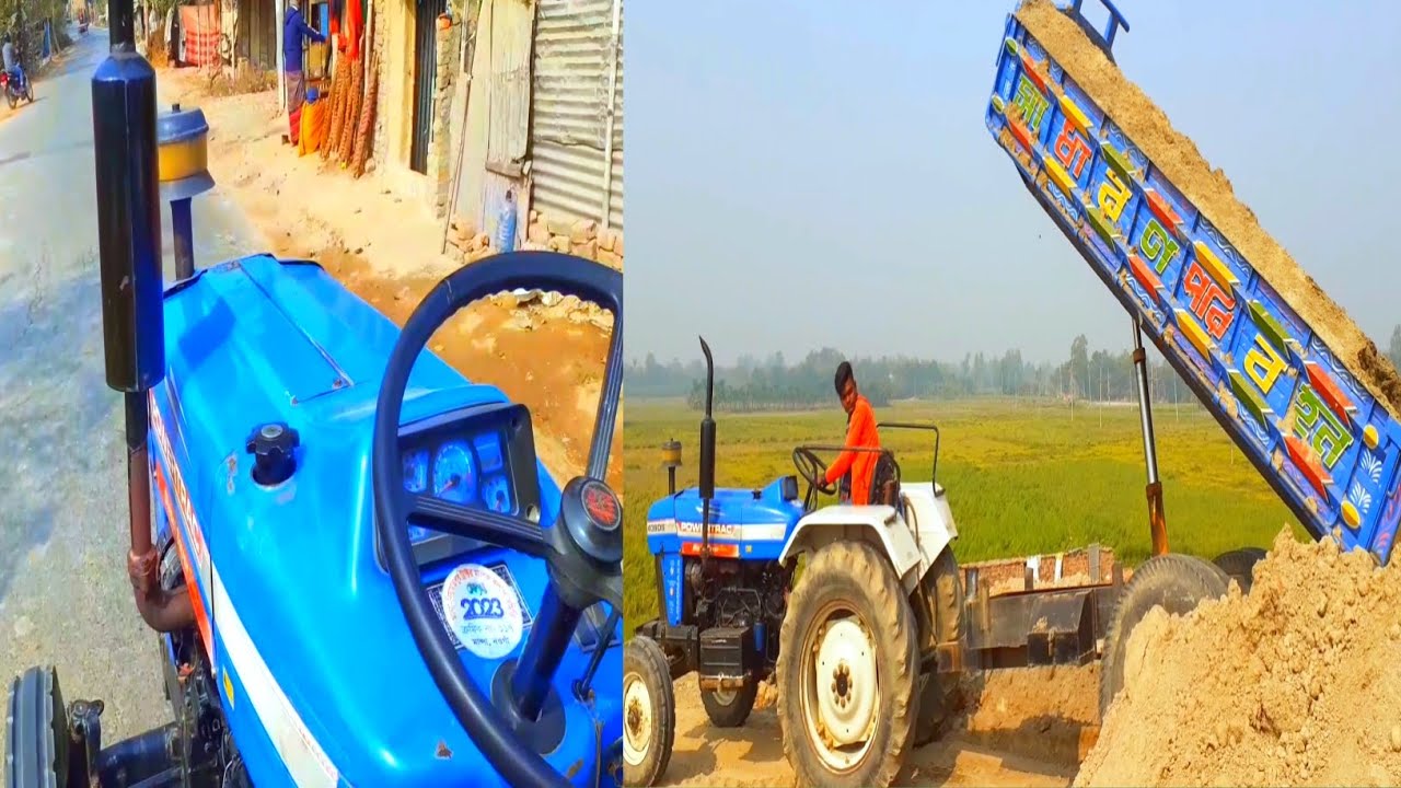 Driver Driving Tractor River Sand Loading Full New Power Trac Tractor ...