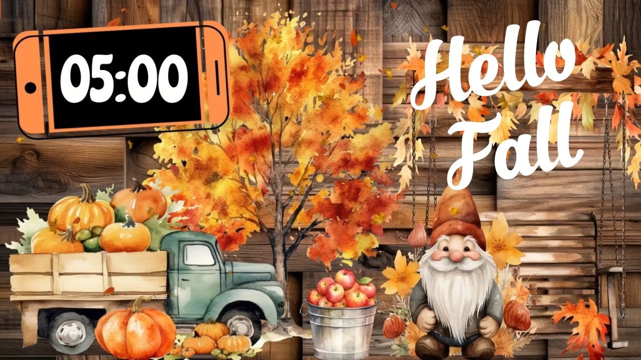 HELLO FALL | 5 MINUTE TIMER with RAIN AMBIENCE - YouTube