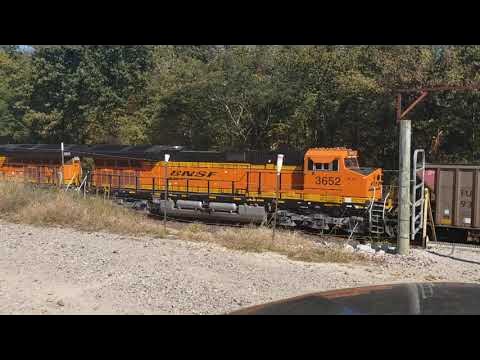 BNSF 3655, 3652, 9119 & 8594 Coal Train - YouTube