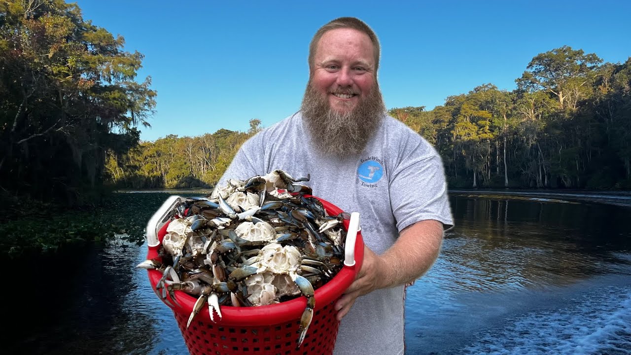Over 100 BLUE CRABS in 10 Traps! | Catch, Clean, Cook Crab Benedict ...