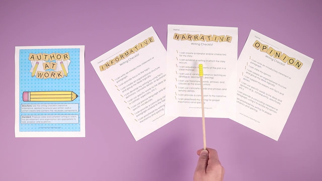 Author At Work Writing Checklist Activity - YouTube