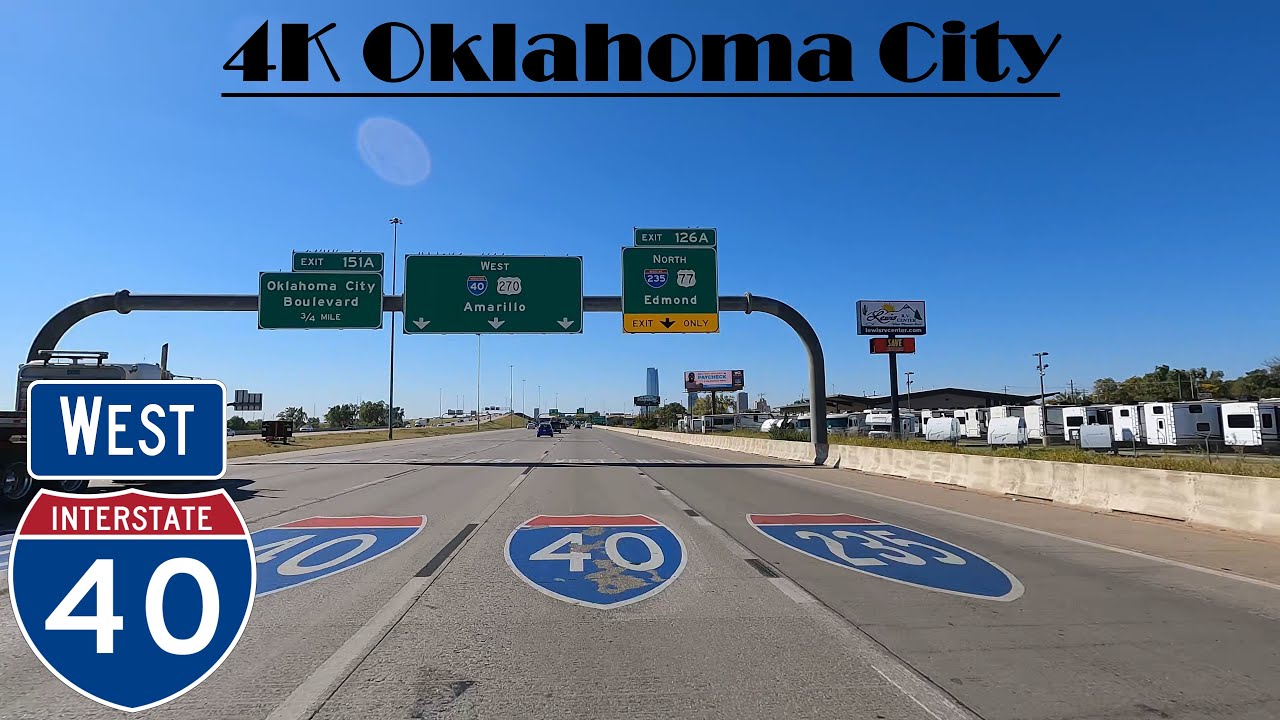 4K Oklahoma City. Interstate 40 West. I 40 West - YouTube