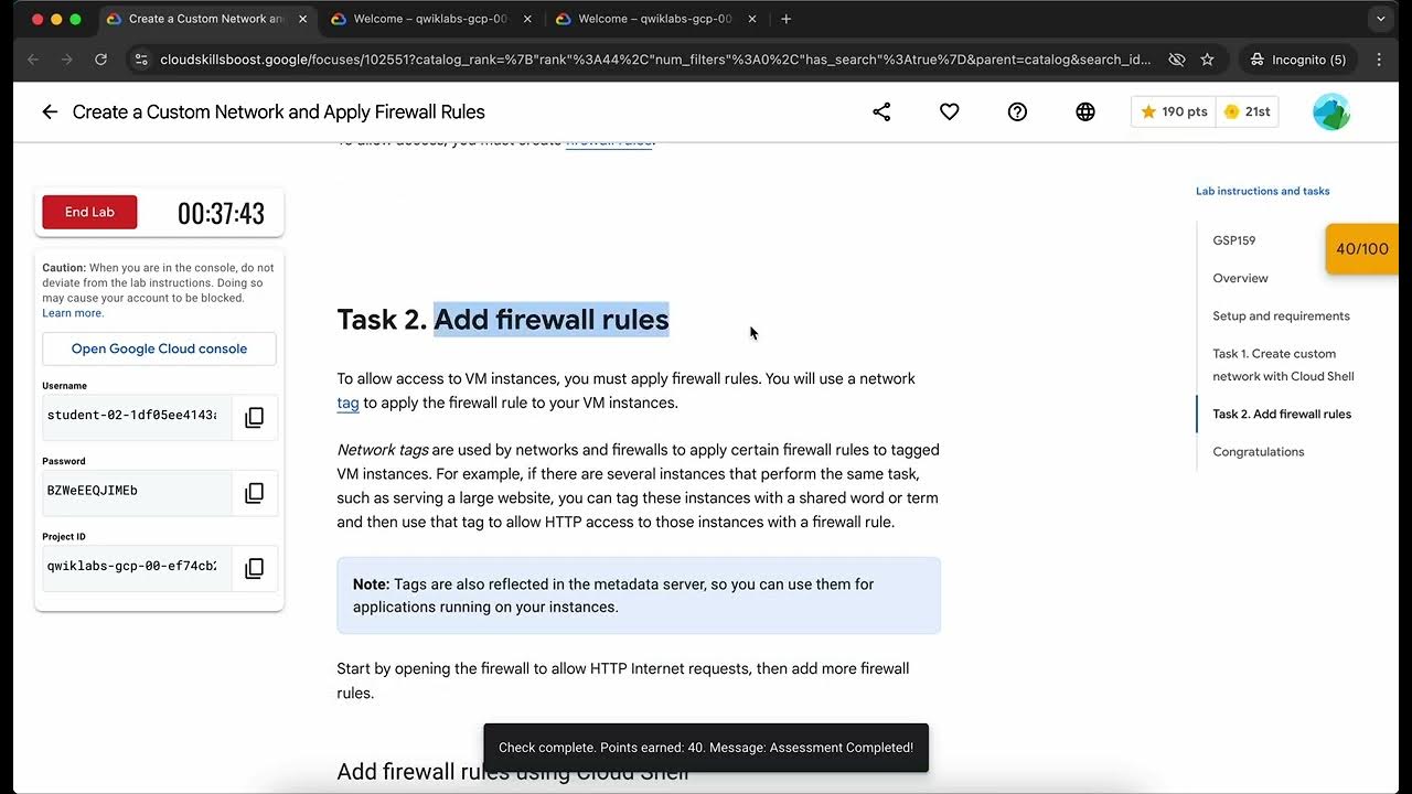 Create a Custom Network and Apply Firewall Rules | GSP159 - YouTube