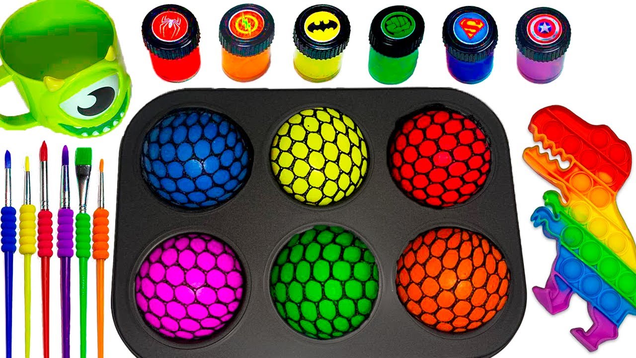 Oddly Satisfying Video | How to Make 6 Color Stress Balls FROM Rainbow ...