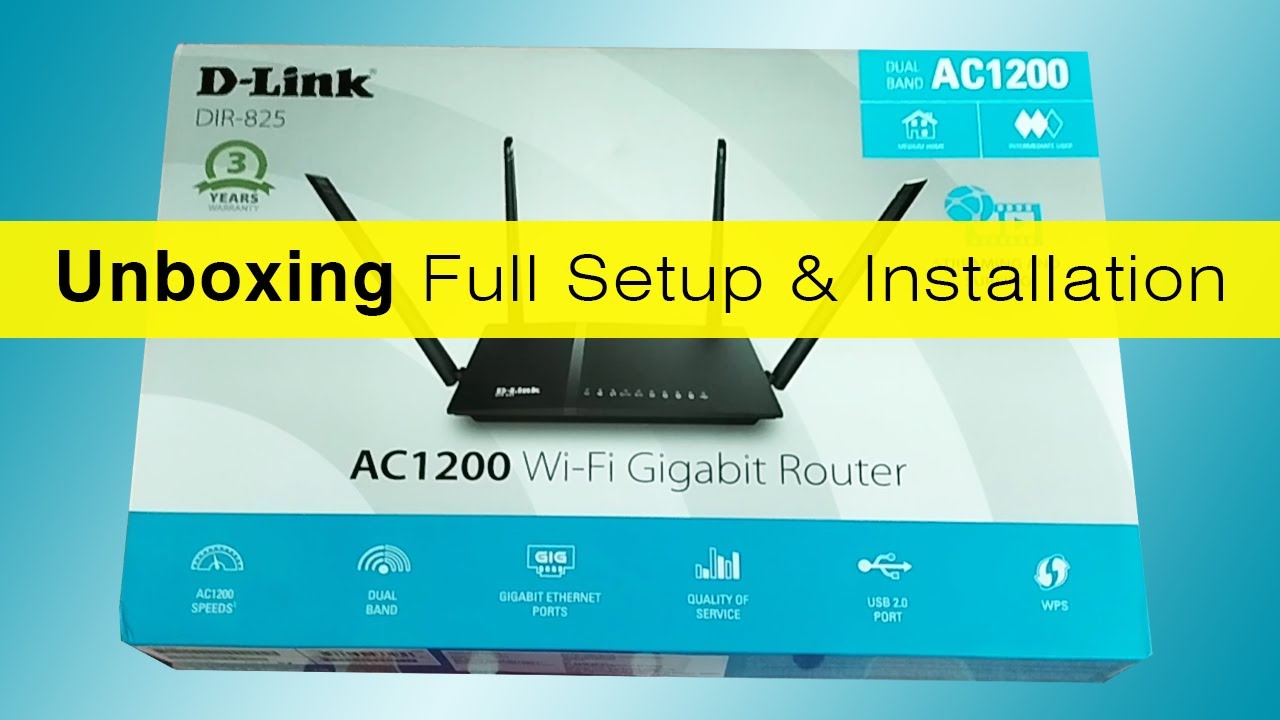D-Link DIR-825 AC 1200 Wi-Fi Dual-Band Gigabit Unboxing & Configuration ...