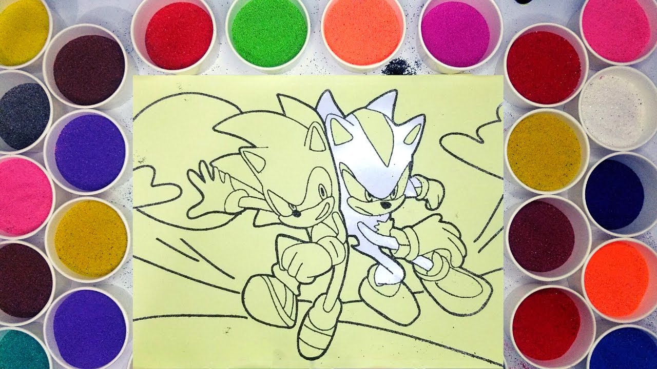 Sonic vs shadow sand painting coloring - YouTube