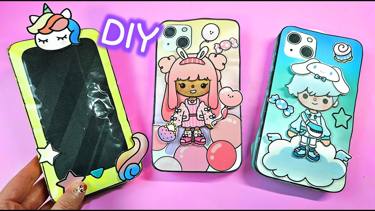 Paper Diy Toca Boca Phone Cases Decoration #squishy #asmr #종이놀이 - YouTube