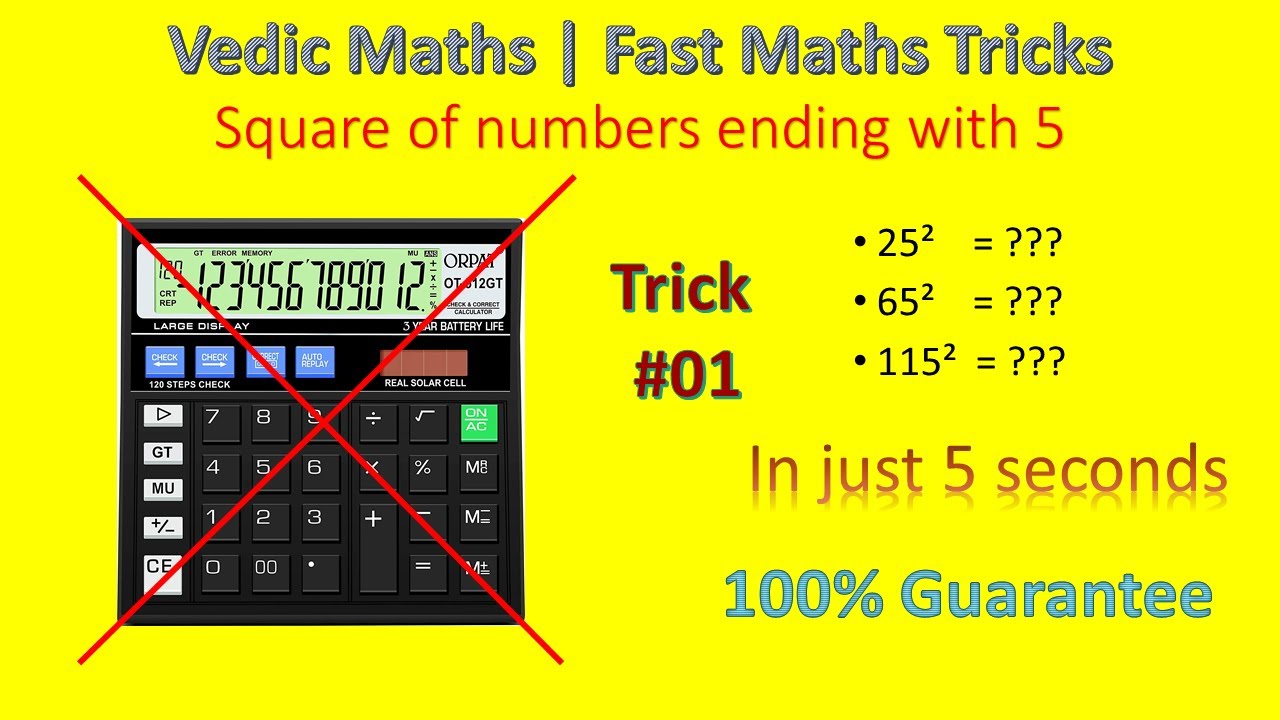 Square of numbers ending with 5 | Vedic Maths | Maths tricks #01 - YouTube