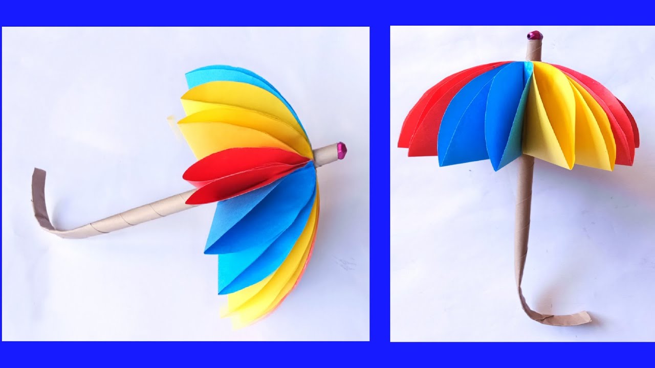 How to make umbrella from paper|simple diy craft|Rose Creation - YouTube