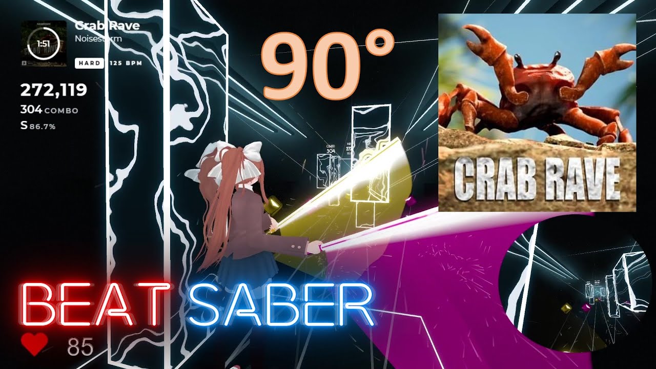 [Beat Saber] Crab Rave - Noisestorm 90° (HARD) - YouTube