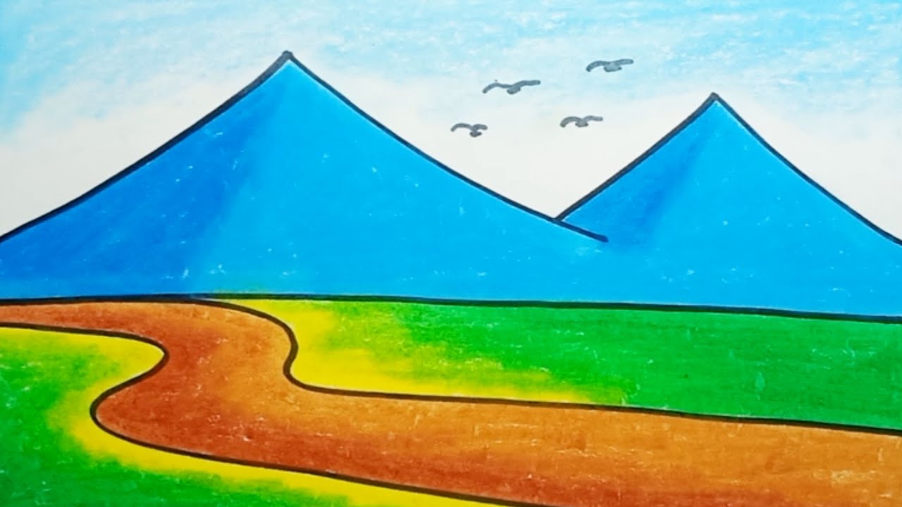 Cara Menggambar Pemandangan Gunung Untuk Pemula |How To Draw Mountain ...