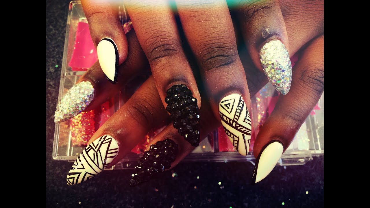Acrylic Nails | How to Stiletto Nails | Nail Design | Part 1 - YouTube