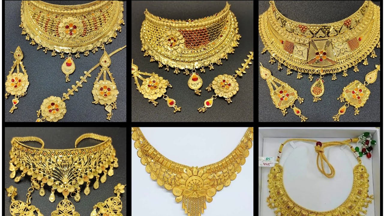 stylish gold necklace design/gold bridal jewellery design/jewellery ...