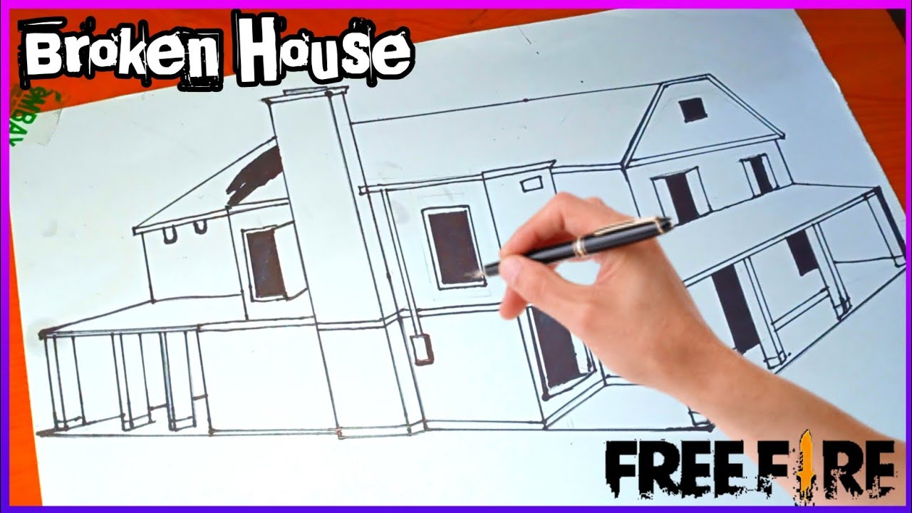 Free Fire Peak Broken House Drawing/3D Drawing /Free Fire Drawing - YouTube