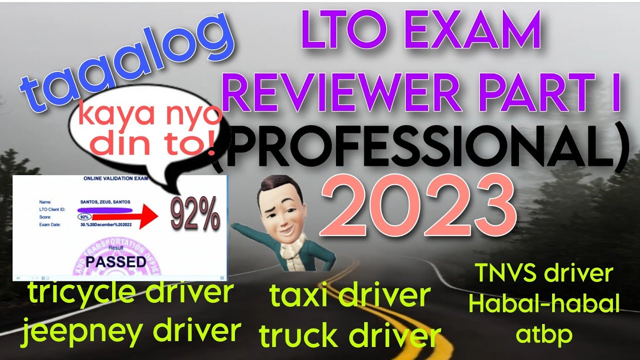 LTO EXAM REVIEWER PART 1(Tagalog) PROFESSIONAL - YouTube