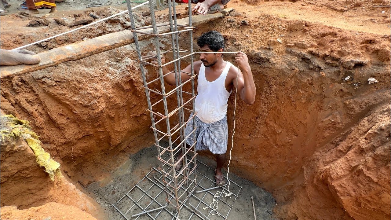Column Footing Placing!-Excellent with 50x30 size 3BHK house Footing ...