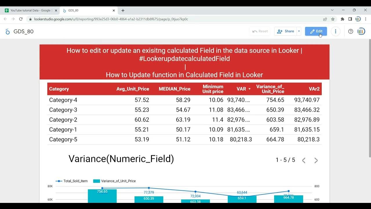 How to edit or update an existing calculated Field in the data source in Looker | #looker - YouTube