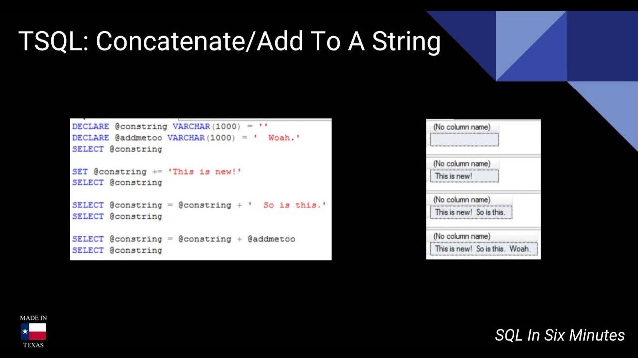 TSQL: How To Concatenate A String - YouTube