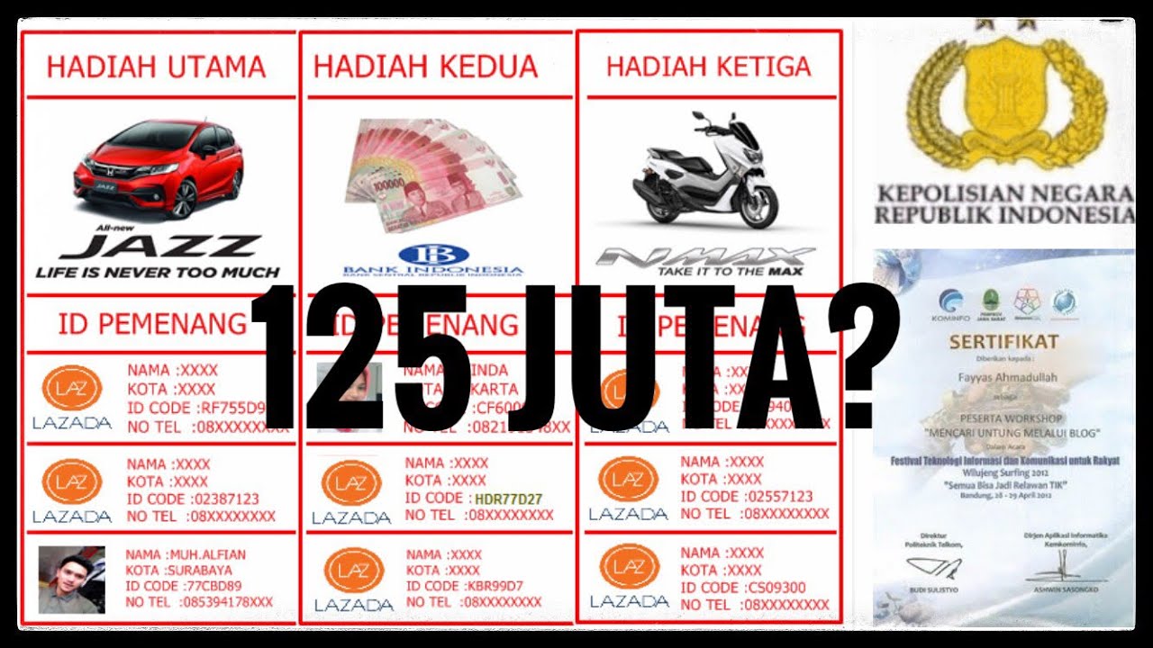 Dapat Hadiah Uang Tunai 125 Juta Rupiah Dari Lazada | Harus Ngisi Pulsa ...
