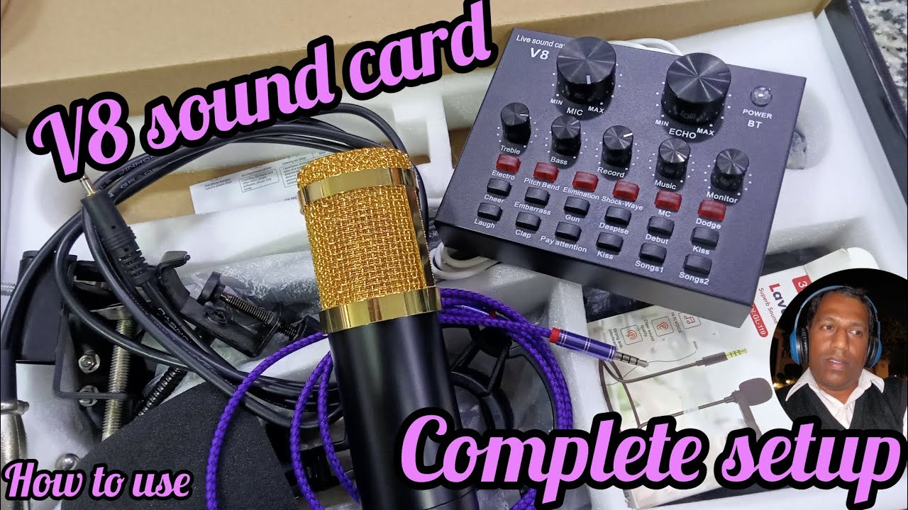 how to use V8 sound card/ complete setup/accessories - YouTube