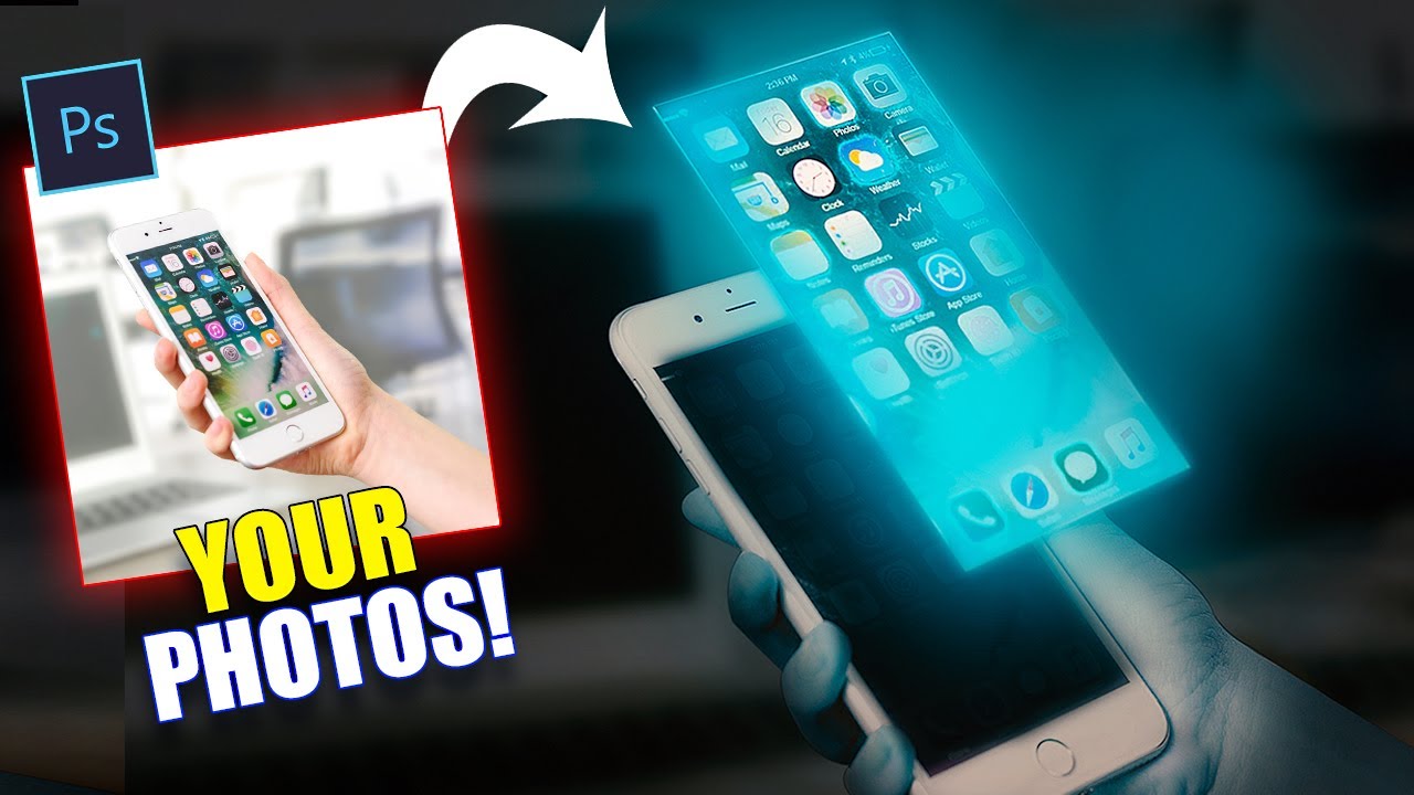 Glow Effect | Photoshop Tutorial | Glowing Mobile Screen | 3D Glowing ...