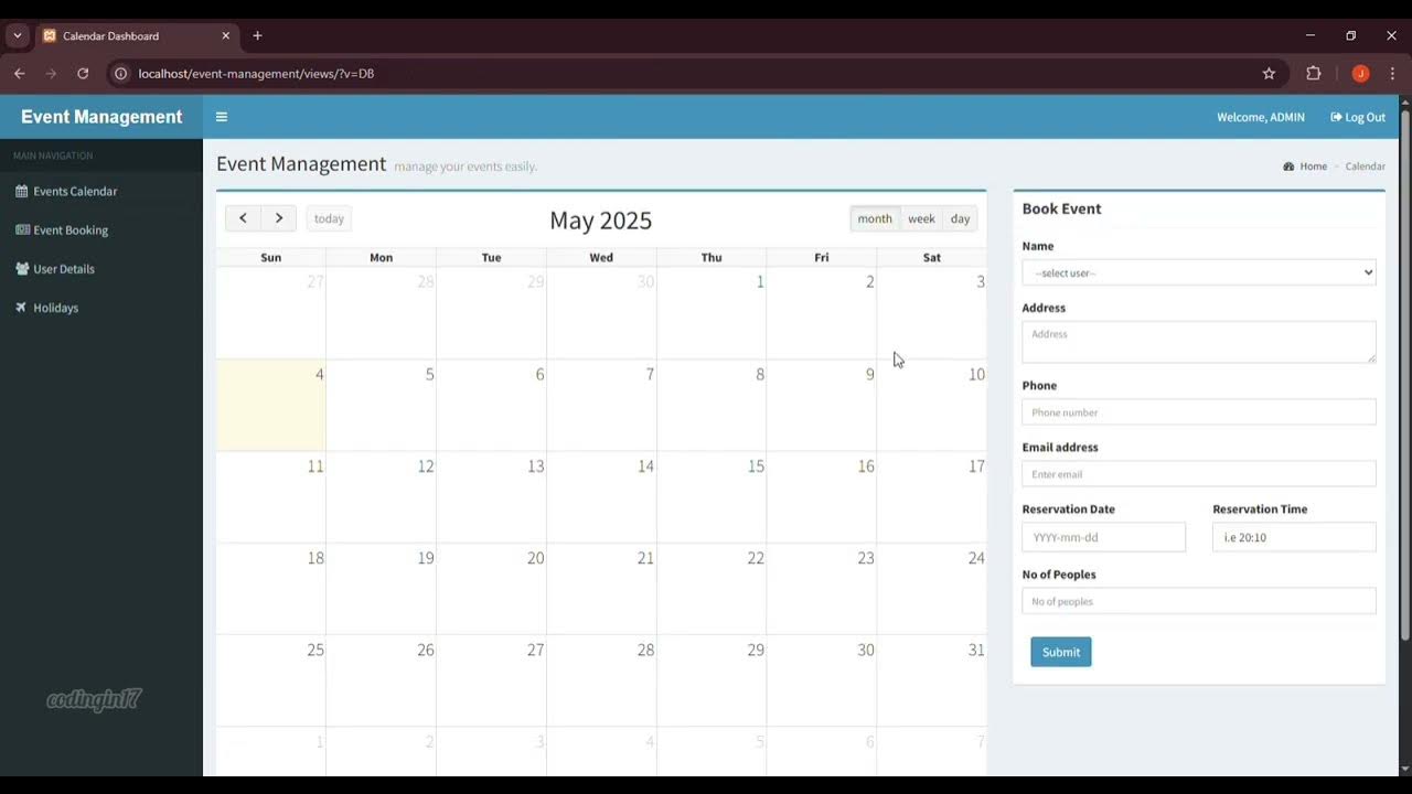 Event management system project in php #codingin17 #php #website # ...