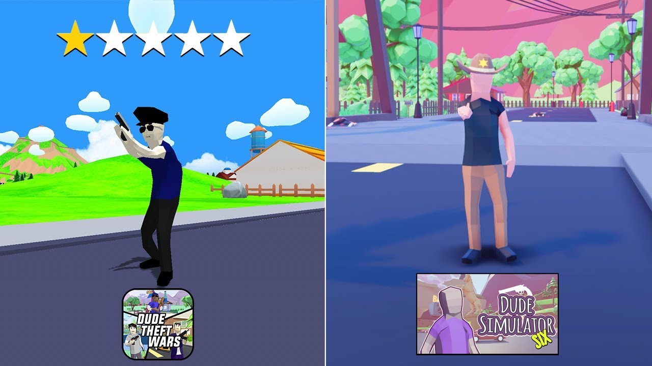 Dude Theft Wars Vs Dude Simulator 6 Police Wanted Level !!! 🤔🤔🤔 - YouTube