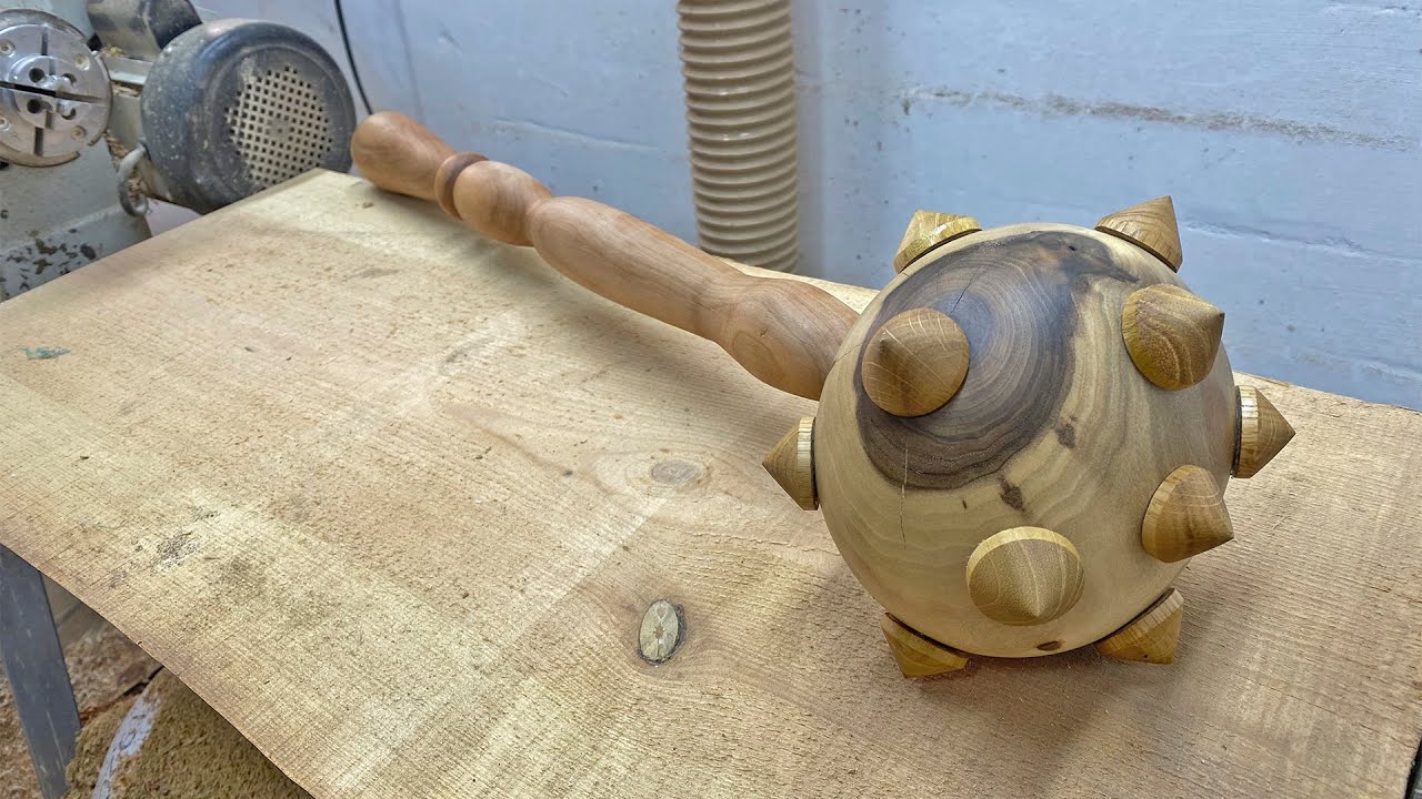 Woodturning - A Spiked Mace - YouTube