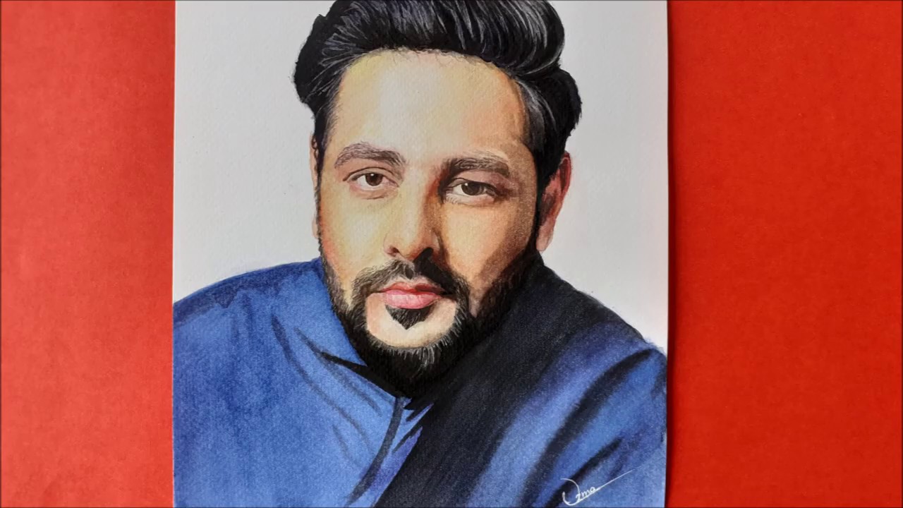 Watercolor portrait painting of Badshah | Drawing Badshah | - YouTube