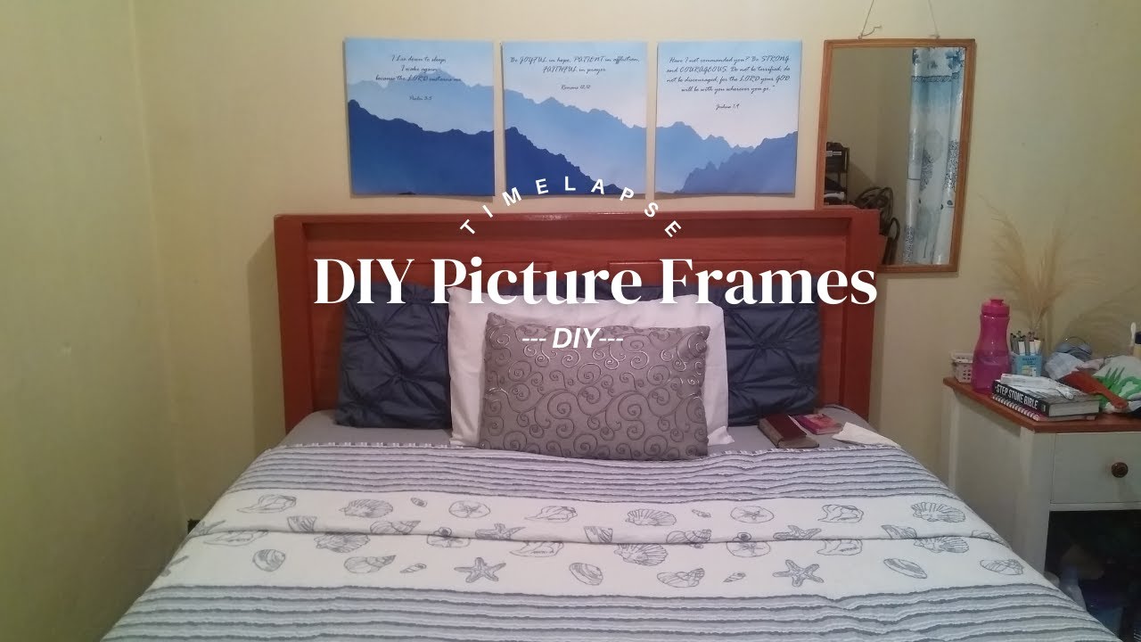 Simple DIY Picture Frames || How I made my Bedroom Wall Art - YouTube
