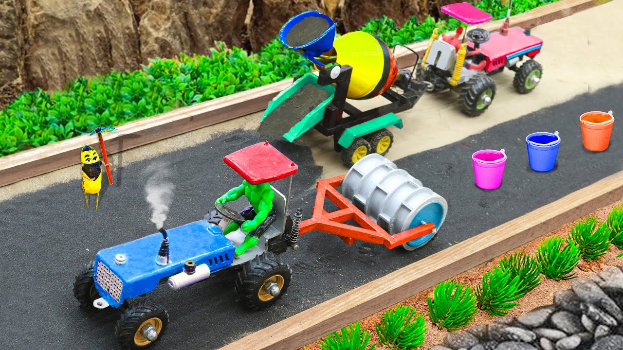 Diy tractor making bulldozer mini | road construction and repair ...