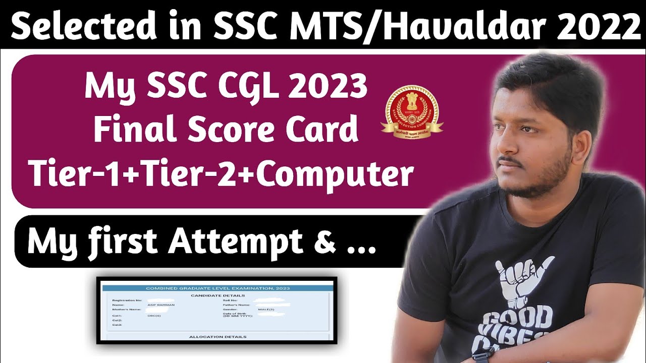My SSC CGL 2023 final Score Card|Tier 1/2/3|SSC MTS 2023 Department ...