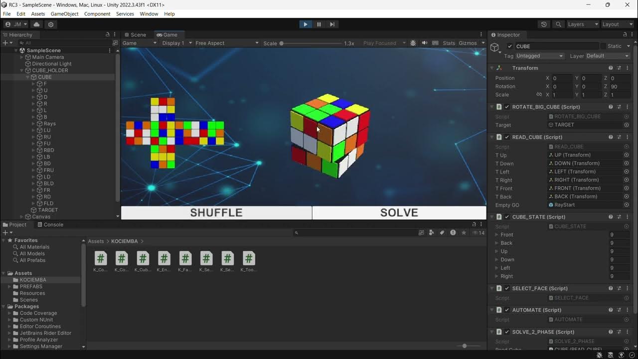 Virtual Rubiks's Cube with Kociemba Solver | Unity | C# - YouTube