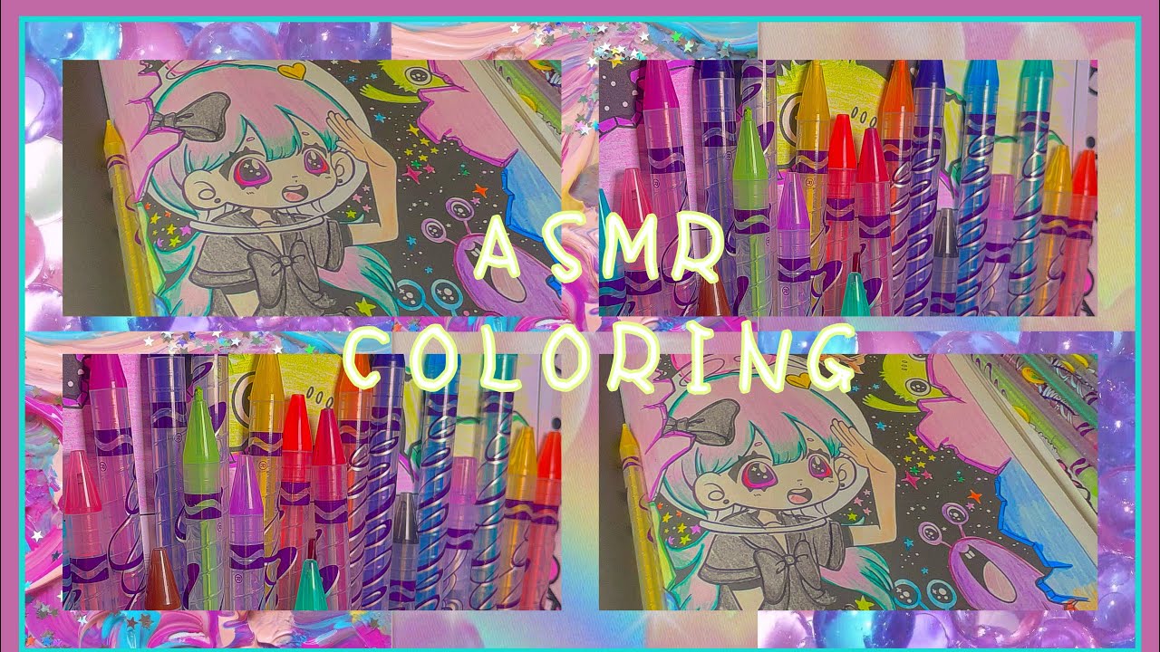 Relaxing ASMR coloring w/ me color pencils, tapping, crayons ...