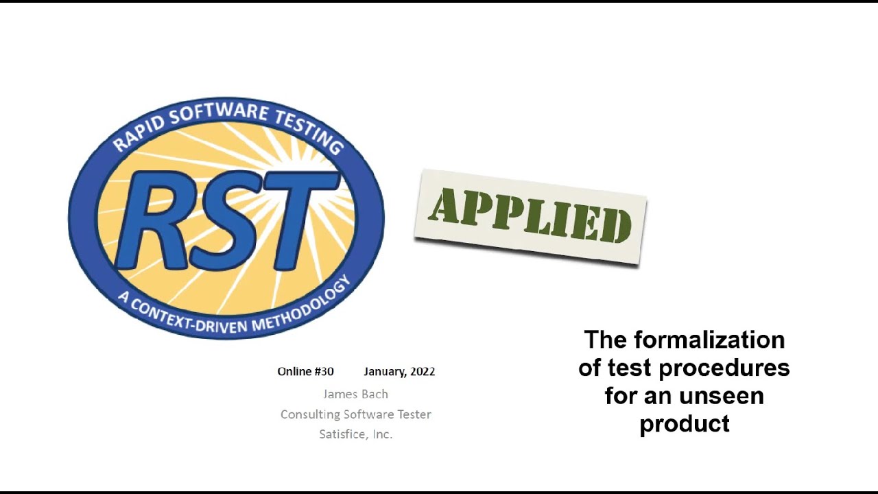 The Formalization Of Test Procedures - James Bach - YouTube